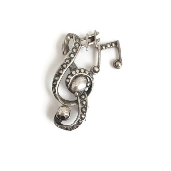 Vintage | Jewelry | Vintage Sterling Silver Music Notes Brooch Pin ...